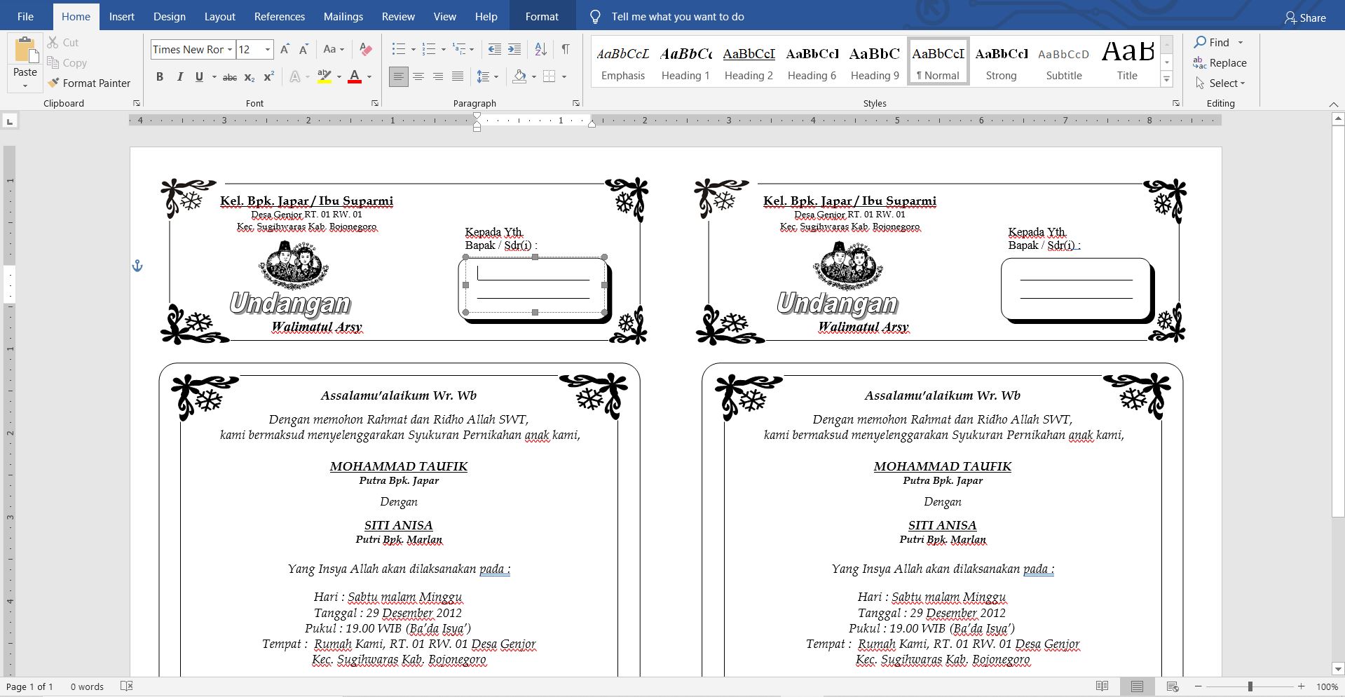 Template Undangan Pernikahan Digital dan Cetak - Kartunikah.com